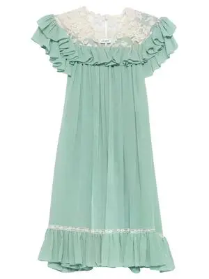 Chloé Ruffled Lace Mini Dress - Green