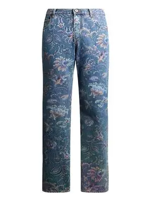 Etro Floral-motif Jeans - Blue