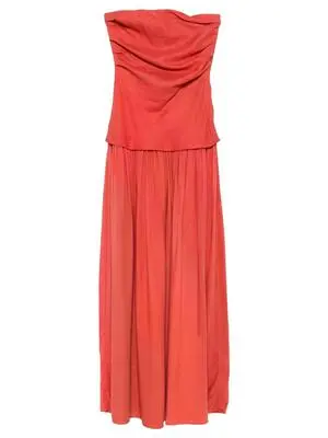 Faithfull The Brand Hedy Maxi Ruched Bandeau Dress - Red