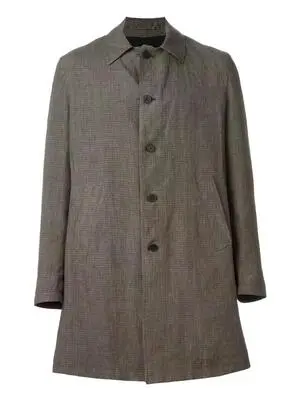 LARDINI Single Breasted Checked Coat - Brown