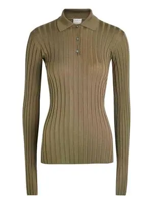 Calvin Klein Ribbed Knit Polo Top - Green