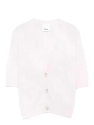 ALLUDE Button Short-sleeve Cardigan - Pink