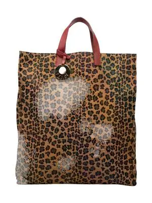 Fendi Leopard Printed Canvas Shopping Tote - Brown