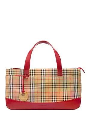 Burberry Haymarket Check Canvas Handbag - Brown