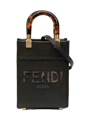 Fendi Mini Sunshine Shopper Tote Satchel - Black