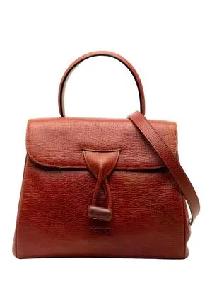 Loewe Grained Calfskin Flap Satchel - Red