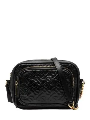 Burberry 2000-2017 Embossed Calfskin Tb Monogram Camera Bag - Black