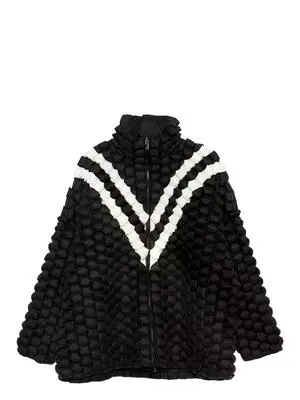 RAXXY Stripe-detail Textured Jacket - Black