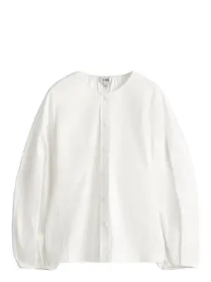 Cos Gathered Pima Cotton Blouse - White