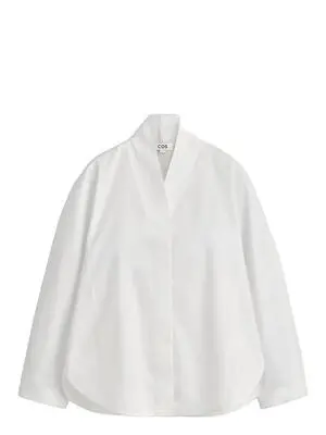 Cos Shawl-collar Cotton Blouse - White