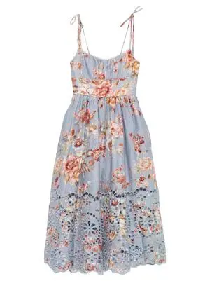Zimmermann Awaken Picnic Floral-print Midi Dress - Blue
