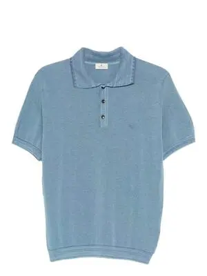 Etro Textured-knit Polo Shirt - Blue