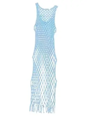 Christopher Esber Open Knit Fringed Dress - Blue