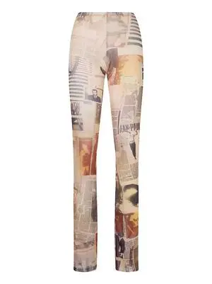 JEAN PAUL GAULTIER Newspaper-print Leggings - Neutrals