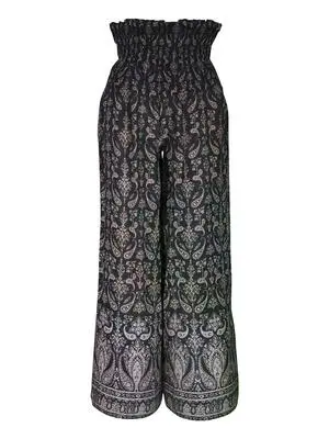 Veronica Beard Shirred Paisley Trousers - Black