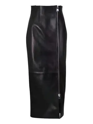 Khaite Gres Midi Leather Skirt - Black