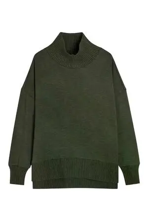 Varley Barker Ribbed High-neck Sweater - Green