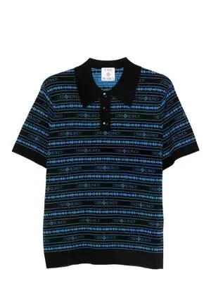 Casablanca Branded Striped Polo Shirt - Black