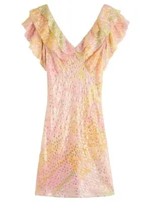 NEVER FULLY DRESSED Tilda Printed Chiffon Mini Dress - Pink