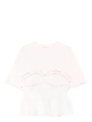 Cecilie Bahnsen Ruffled Shirred T-shirt - Pink