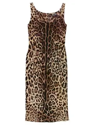 Dolce & Gabbana Animal-print Sleeveless Midi Dress - Brown