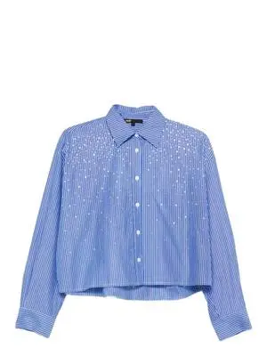 Maje Striped Beaded Shirt - Blue