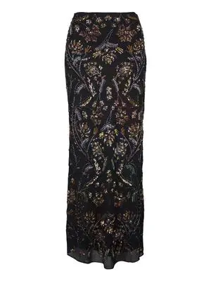 Veronica Beard Medina Sequin-Embellished Maxi Skirt Black