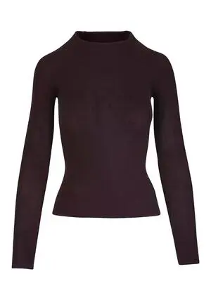 Majestic Filatures Ribbed Mock-neck Top - Brown