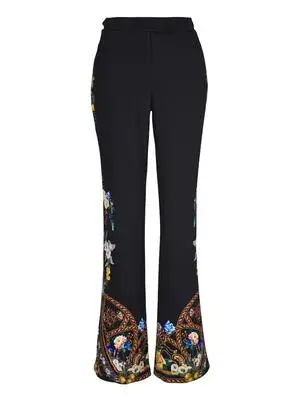 Camilla Floral-print Trousers - Black