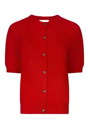 Loulou De Saison Jodi Short-sleeve Buttoned Cardigan - Red