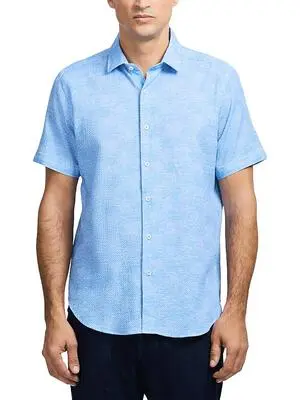 Robert Graham Reid Textured Short Sleeve Woven Shirt - Light Blue