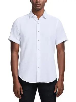 Robert Graham Reid Textured Short Sleeve Woven Shirt - White