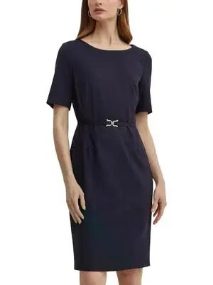 BOSS Belted Midi Dress - Blue