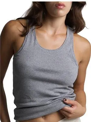 WOXER Pima Cotton Rib Tank Top - Heather Grey