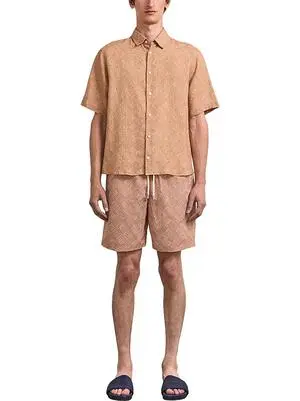 Frescobol Carioca Castro Angra Madeira Print Linen Shirt - Copper