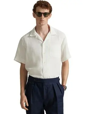 Polo Ralph Lauren Classic Fit Slub Linen Camp Shirt - White