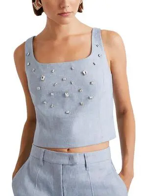 Marella Embellished Top - Light Blue