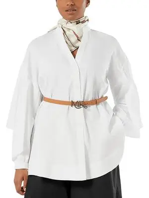 Marina Rinaldi Agoraio Ruffled-sleeve Tunic - Optical White