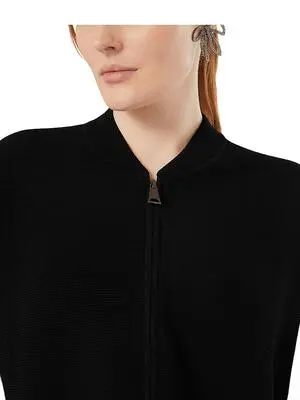 Marina Rinaldi Links-stitched Zip-up Cardigan - Black