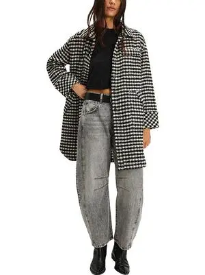 Free People Houndstooth Shirt - Black/white