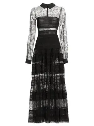 Elie Saab Lace Detail Midi Dress - Black