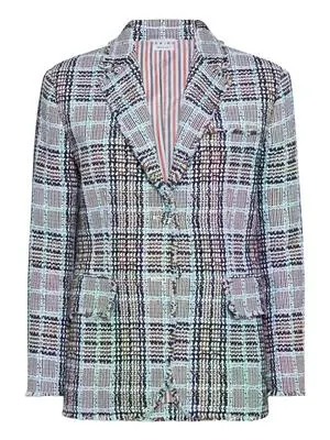 Thom Browne Frayed Plaid Blazer - Blue