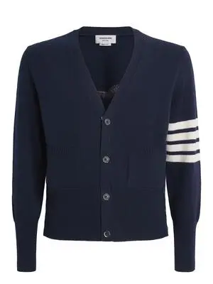 Thom Browne Virgin Wool 4-bar Stripe Cardigan - Navy