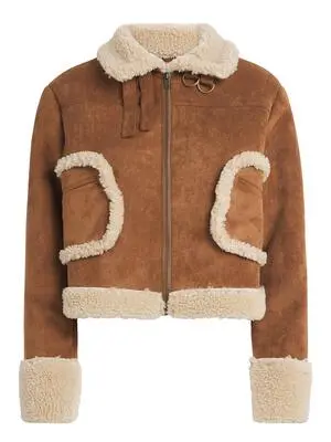 MOTHER Faux Suede Shearling Jacket - Beige