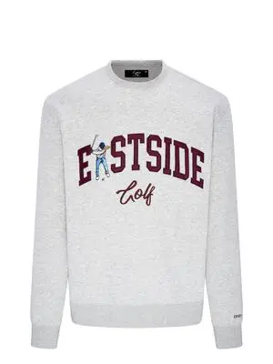 EASTSIDE GOLF Luxe Fleece Logo Appliqué Crewneck Sweatshirt - Heather Grey