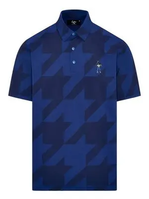 EASTSIDE GOLF Snap Placket Performance Golf Polo - Blue Void Houndstooth
