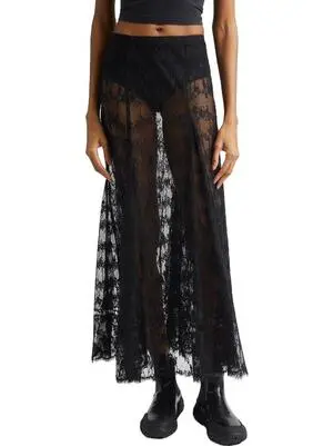 Collina Strada Pamela Sheer Lace Midi Skirt - Black