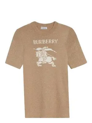 Burberry Sheila Ekd Logo Wool Blend Rib T-shirt - Archive Beige/gold