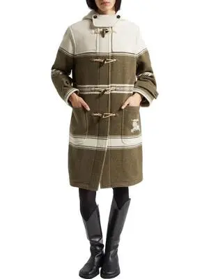 Burberry Evie Duffle Coat - Scout Green Ip Strpe