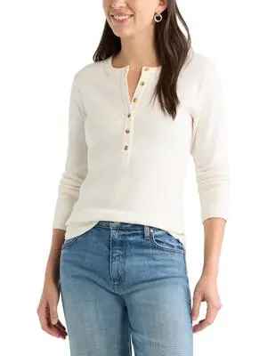 Caslon Rib Henley - Ivory Pristine